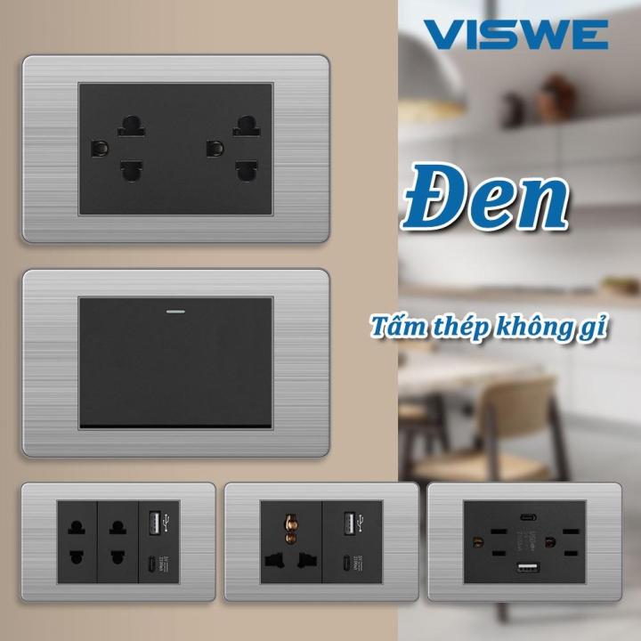 VISWE wall socket wall switch usb socket universal socket socket with switch 3 pin socket 2 pin ...