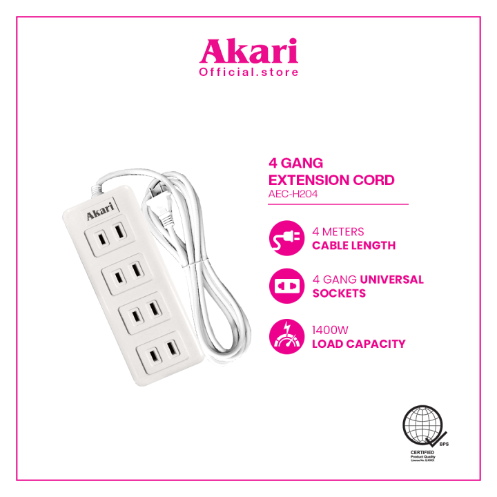 Akari 4 Gang Extension Cord (AEC-H204) | Lazada PH