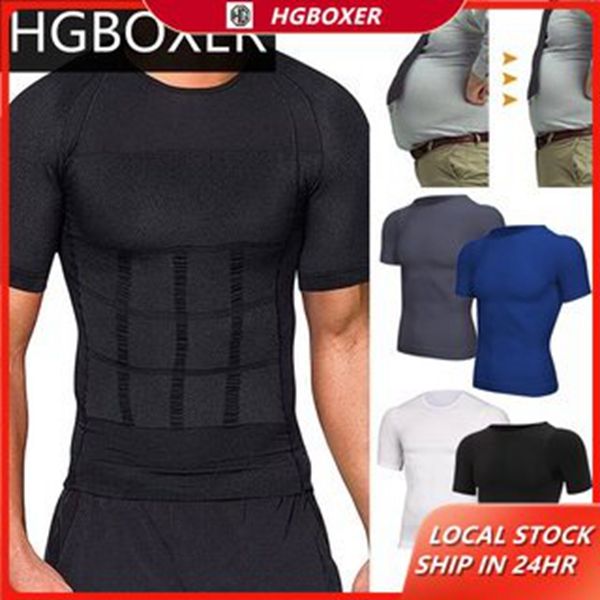Mens Slimming T Shirt Bodysuit Shaper Compression Shirts Gynecomastia ...