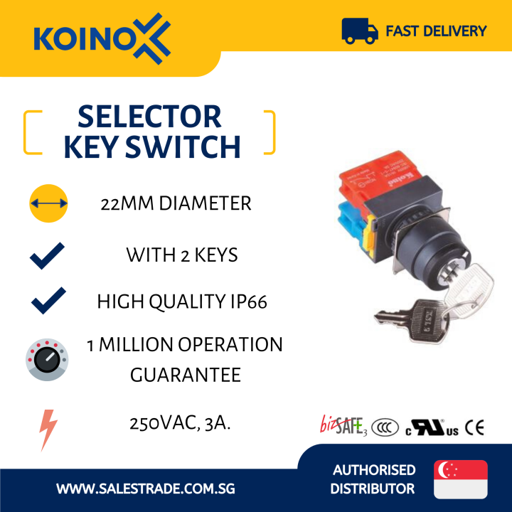 Selector Key Switch 2 position IP66 High quality on / off push button ...