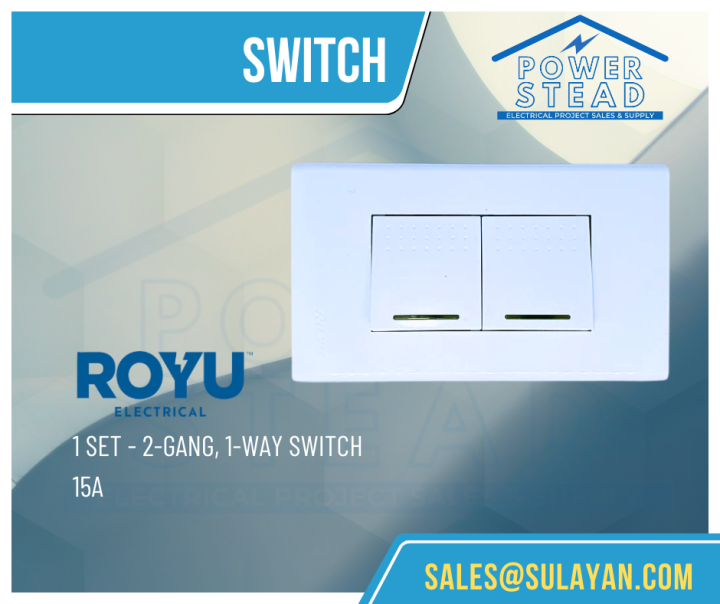 Royu Electric Wide Series 2-Gang, 1-Way Lighting Switch (Set) | Lazada PH