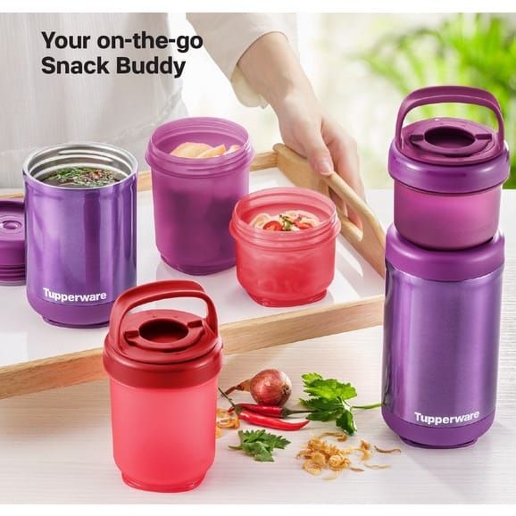 Original Tupperware Twist N Snack 200ml And 350ml / Portable Cutlery ...