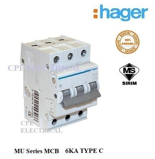 HAGER MU Series 6A 10A 16A 20A 32A 40A 63A 3P MCB 6kA | Lazada