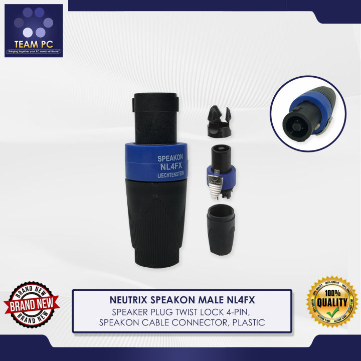 NEUTRIX SPEAKON MALE NL4FX, SPEAKER PLUG TWIST LOCK 4-PIN, SPEAKON CABLE CONNECTOR, PLASTIC ...