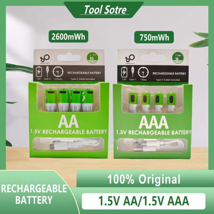 SMARTOOOLS AA + AAA USB Rechargeable battery 1.5V AA 2600mWh/AAA 750mWh ...