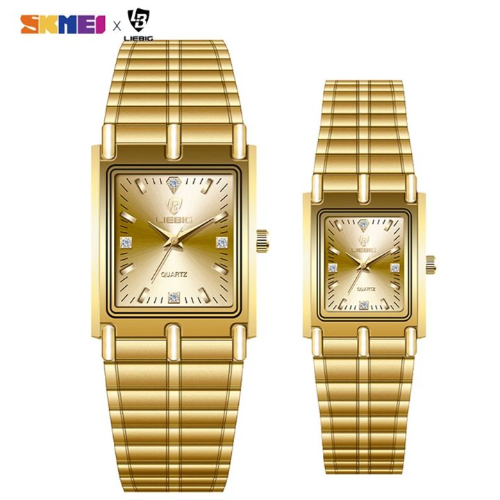 SKMEI Liebig Quartz Watch Stainless Steel Couple Watch 30M Waterproof ...