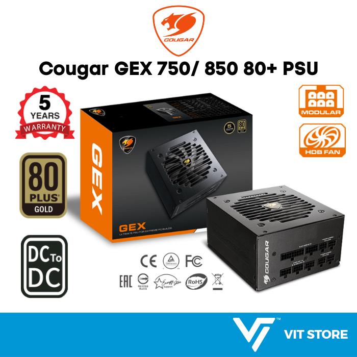 Cougar GEX 750 / GEX 850 80+ Plus GOLD (750W/850W) Full Modular Gaming ...