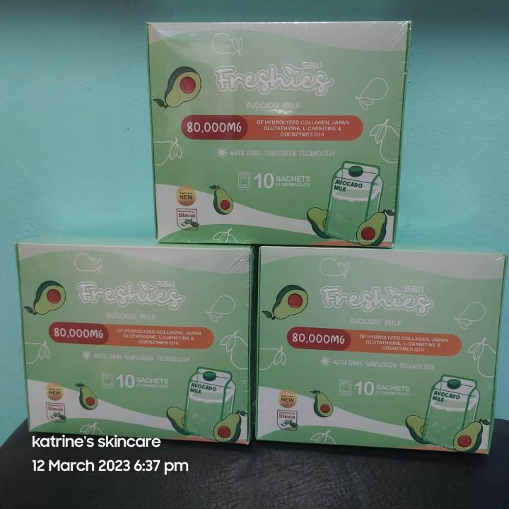 (10sachets) FRESHIES AVOCADO COLLAGEN MILK DRINK 80,000mg Fruity Flavor ...