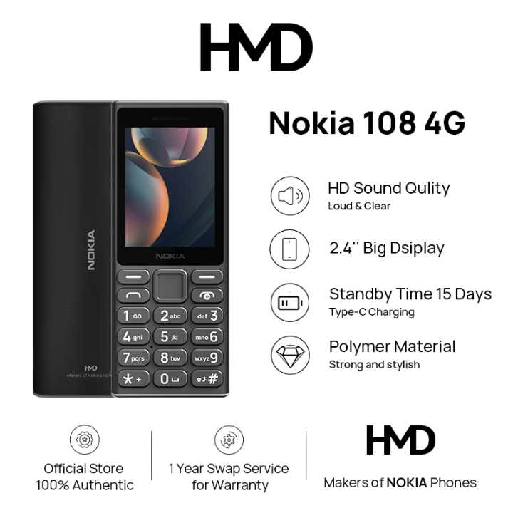 Nokia 108 4G Keypad Basic Phone 1.8'' Display Dual Sim 1450mAh Durable ...