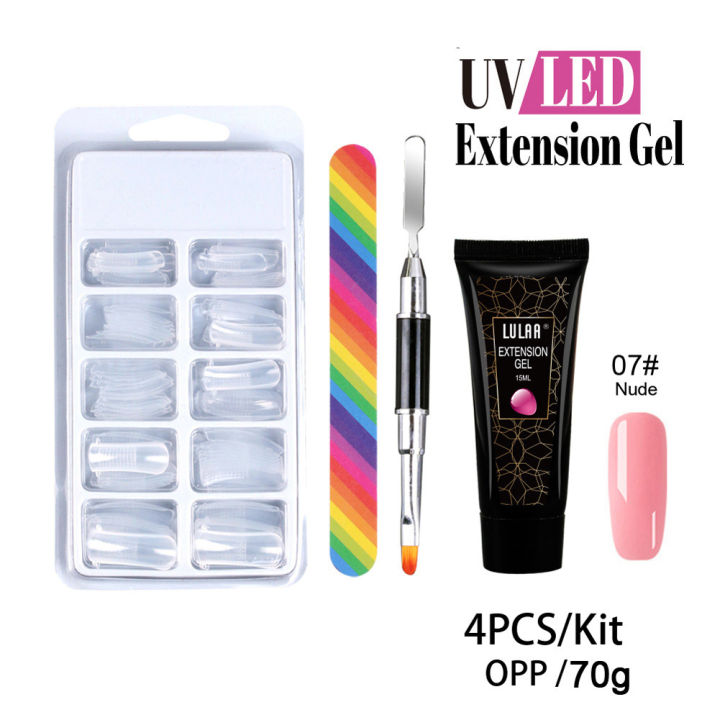 Poly Uv Gel Nail Builder Extension Kit LED Lamp Nail Gel Polish Set ...