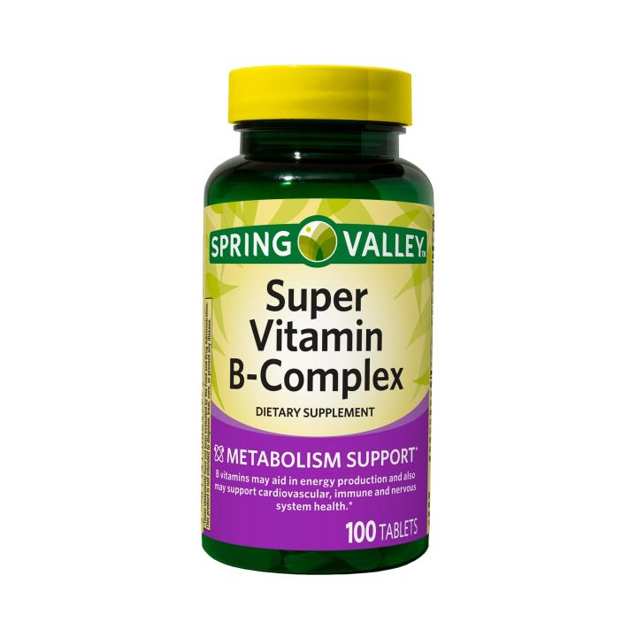 วิตามินบีรวม บีคอมเพล็กซ์ 100เม็ด Spring Valley Super Vitamin B-Complex ...