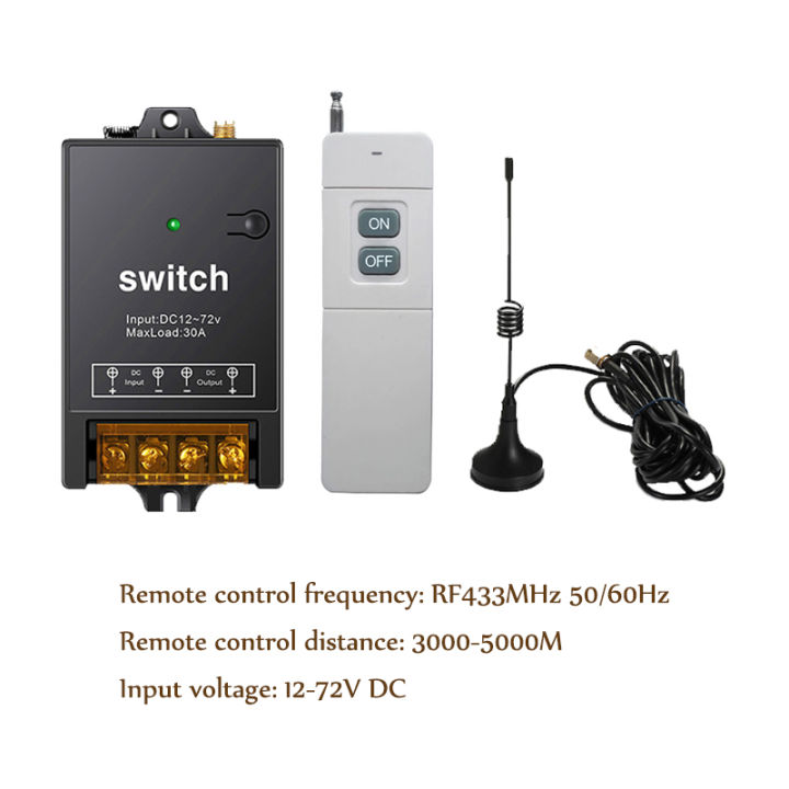 RF remote control on-off switch, 30A 12-72V DC, high power, wide ...