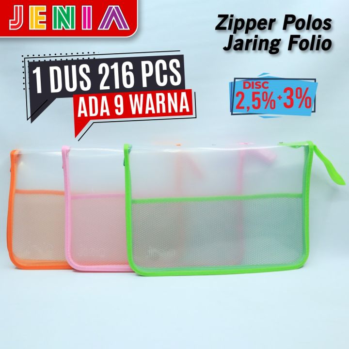 Map Zipper Sleting Jala Folio Jaring Plastik Tas Resleting F4 Document ...