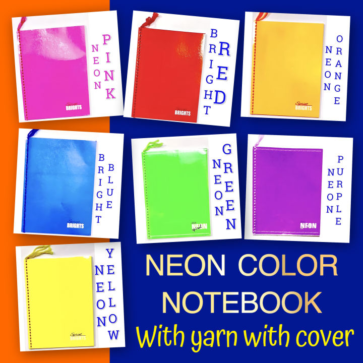 Neon Notebook with cover with yarn 80 leaves 10 books per color | Lazada PH