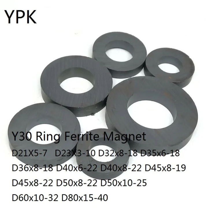 1-10แหวน Y30แม่เหล็กเฟอร์ไรต์ Dia 21-80มิลลิเมตรที่แข็งแกร่งสีดำหายากโลกแม่เหล็กถาวรหลุม7-40 ...