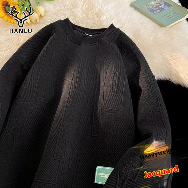 Hanlu เสื้อเสื้อมีฮู้ดลำลองผู้ชายทรงหลวมสไตล์ใหม่2025ฤดูใบไม้ร่วงแขนยาว ...