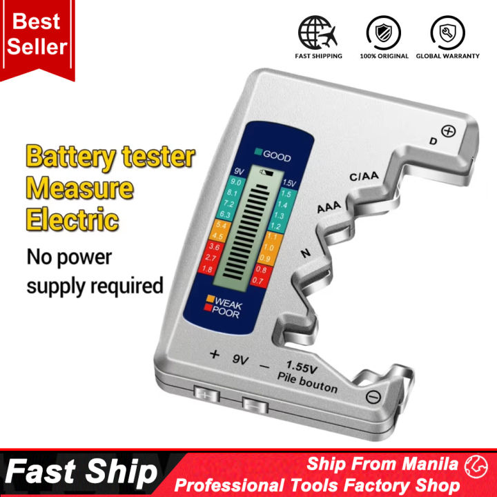 Digital Battery Tester LCD Display AA/AAA/9V/1.5V Button Cell Battery ...