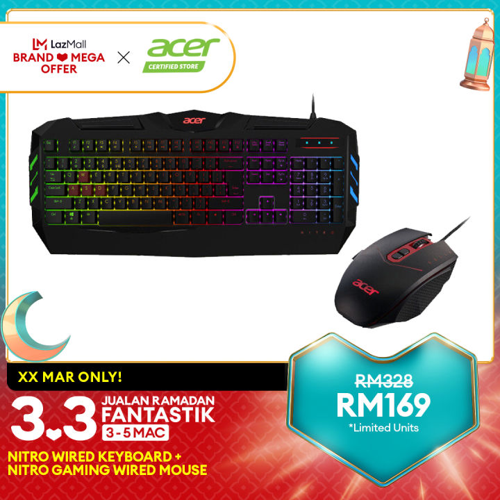 Acer Nitro Wired Keyboard + Nitro Gaming Wired Mouse - NP.KBD1A.01S ...