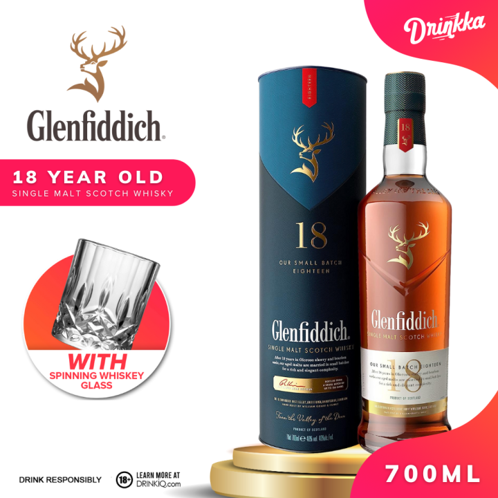 Glenfiddich 18 Year Old with Spinning Whisky Glass | 700ml Single Malt Scotch Whisky | Lazada PH