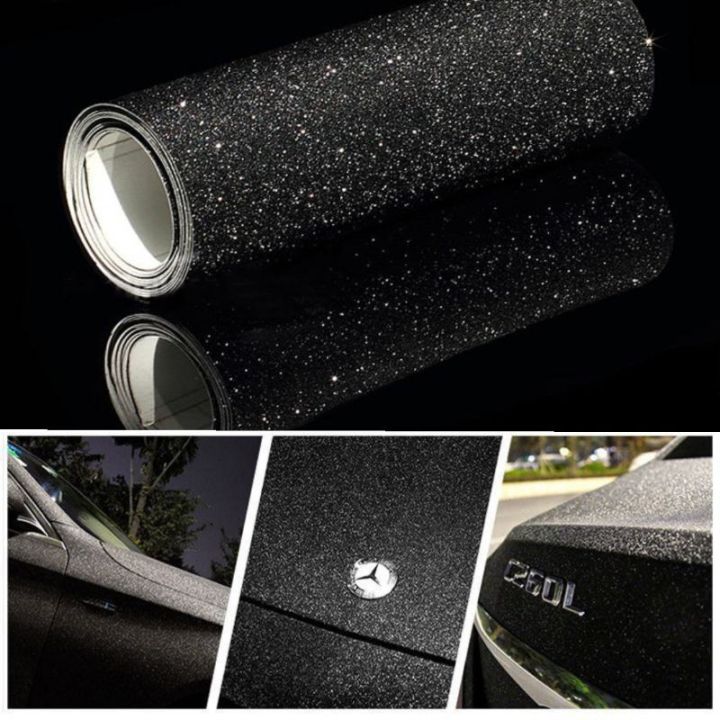 Black Glitter Diamond Shiny Vinyl Films Wrap Car Sticker Auto ...