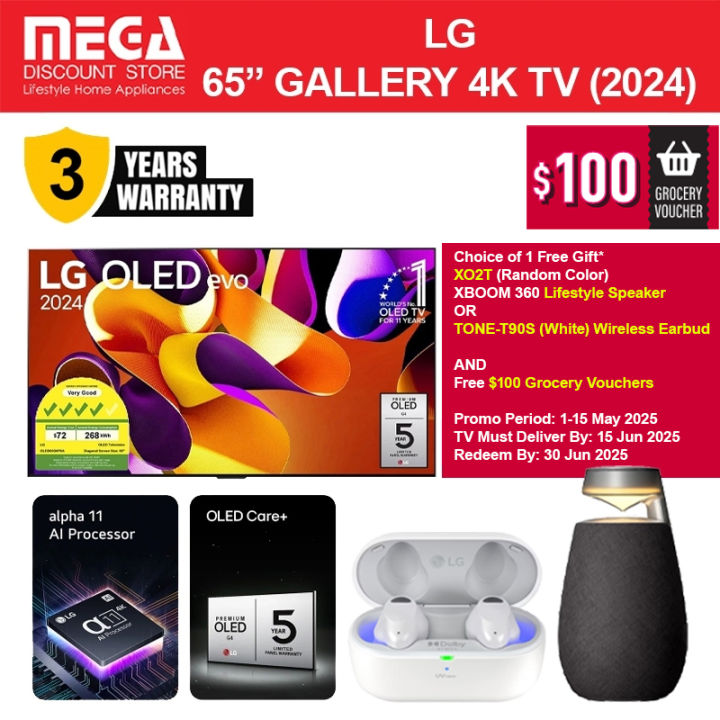 LG OLED65G4PSA 65" OLED EVO G4 GALLERY 4K SMART TV | Free Choice of 1 ...
