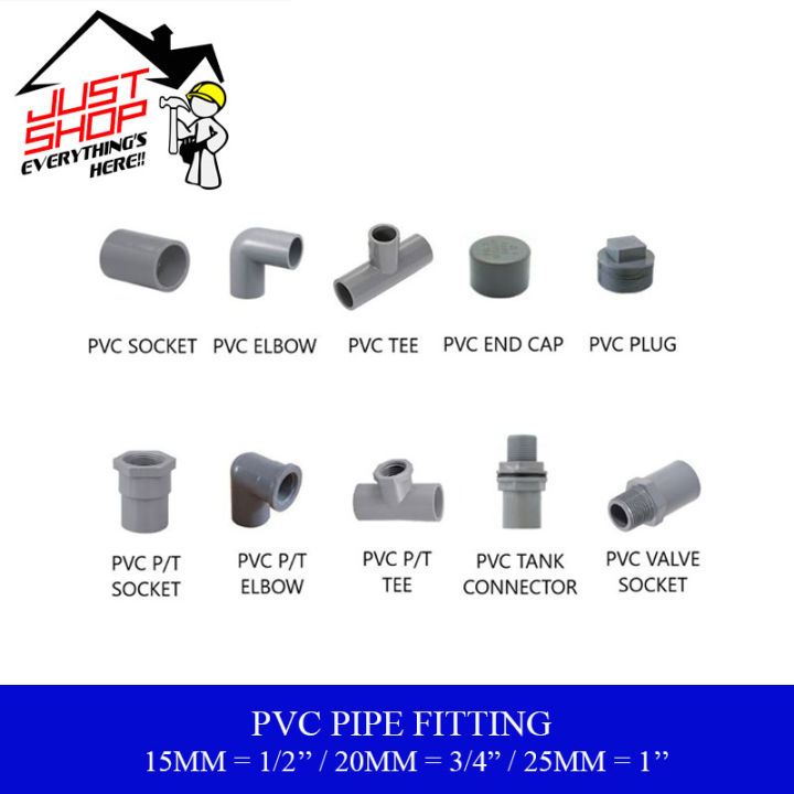 PVC Pipe Fitting / PVC Pipe Connector / Penyambung Paip PVC / Socket / Elbow / Tee / End Cap ...