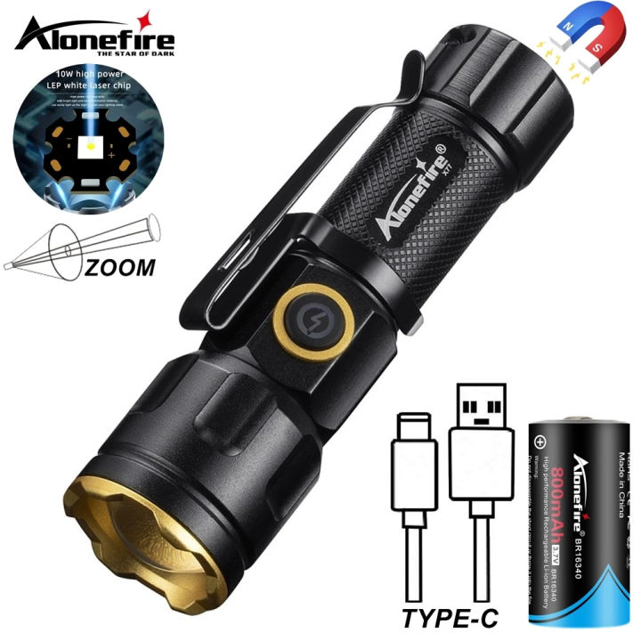 Alonefire X77 Zoom Mini Flashlight White Light Beam Rechargeable ...