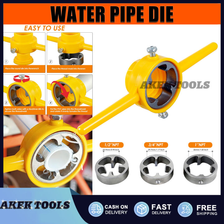 PVC/steel Thread Maker Yellow Pipes Threader Tool Set NPT Tube Maker ...