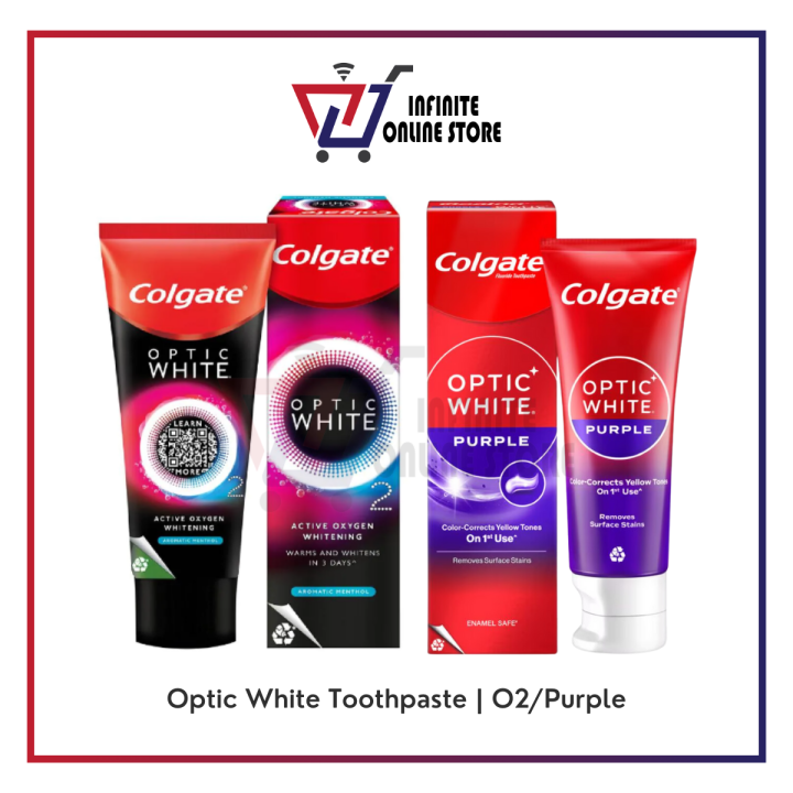 Colgate Optic White Toothpaste (O2 Active Oxygen Whitening 85g / Purple ... Colgate Optic White Toothpaste (O2 Active Oxygen Whitening 85g / Purple ...