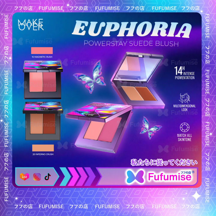 MAKE OVER Euphoria Powerstay Suede Blush | Cream Blush | Blush On ...