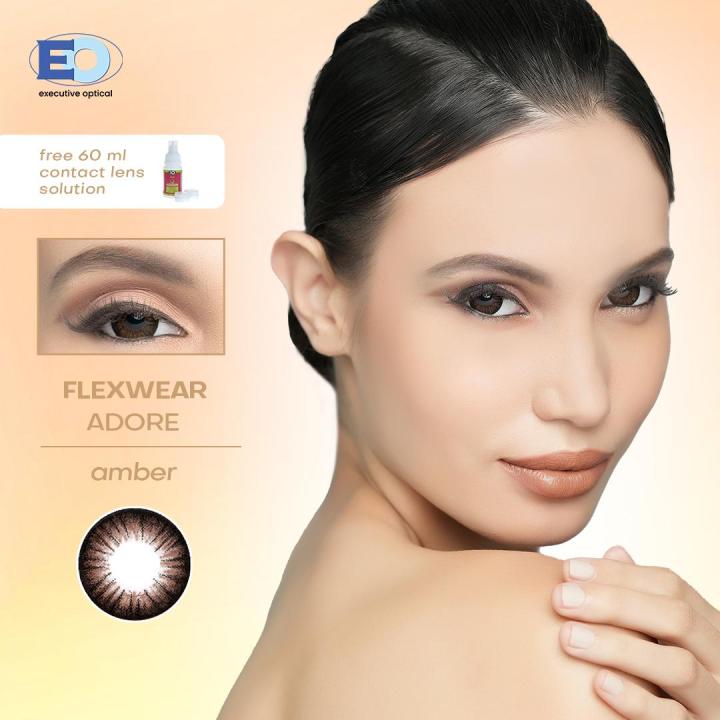 EO Flexwear Adore Colored Contact Lens with Free Solution - Amber (1 ...