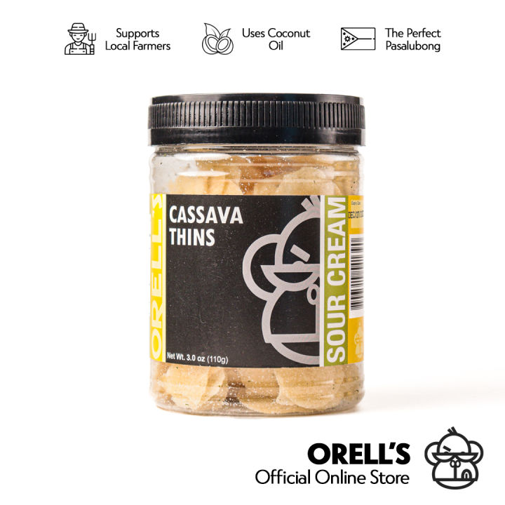 Orell's Sour Cream Flavored Cassava Thins in Jar - 110 grams | Lazada PH