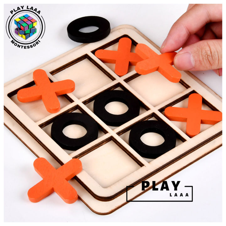 Wooden Tic Tac Toe Family Board Game Toys | Wooden Tic-Tac-Toe X & O ...