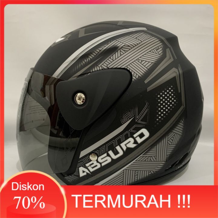 Helm Motor Evo Black Silver Doff Helem Nuvo Helm Motor - Helm Motor SNI ...