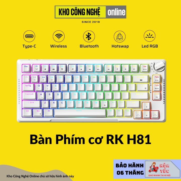 RK H81 Bàn phím cơ RK H81 Kết nối 3 chế độ Bluetooth 5.0, Wireless 2.4G ...