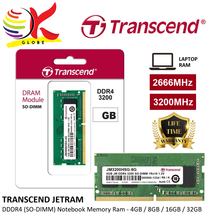 TRANSCEND JETRAM DESKTOP PC (DIMM) / LAPTOP NOTEBOOK (SODIMM) DDR4 MEMORY RAM - 4GB 8GB 16GB ...