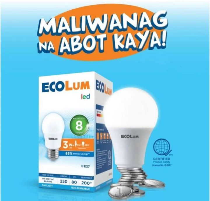 Ecolum LED Light Bulb Daylight/Warm White (3W, 5W, 7W, 9,W, 11W, 13W ...