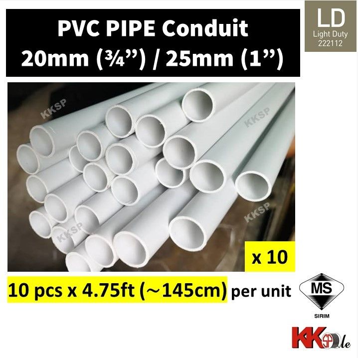 10 pcs x 4.75ft(145cm) HERO/KANCIL (SIRIM) 20mm / 25mm uPVC HI-Impact ...