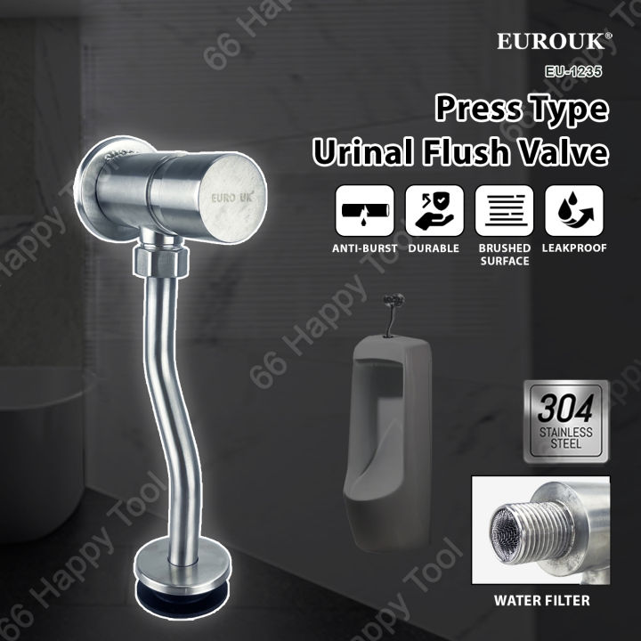 EU-1235 Auto Self Closing Exposed Delayed Action Urinal Valve Flush SUS304 Push Button Type ...