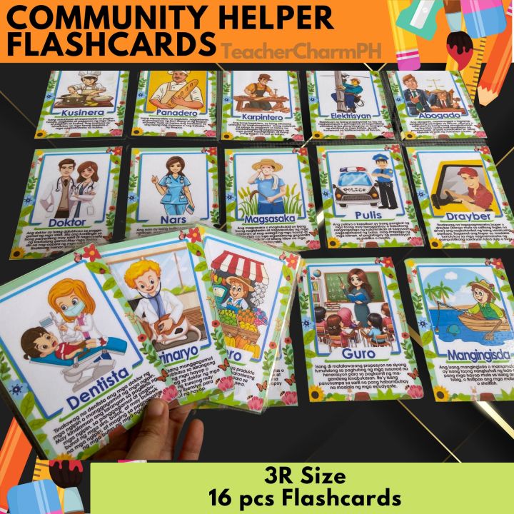 COMMUNITY HELPERS Laminated Educational Flashcards | Lazada PH
