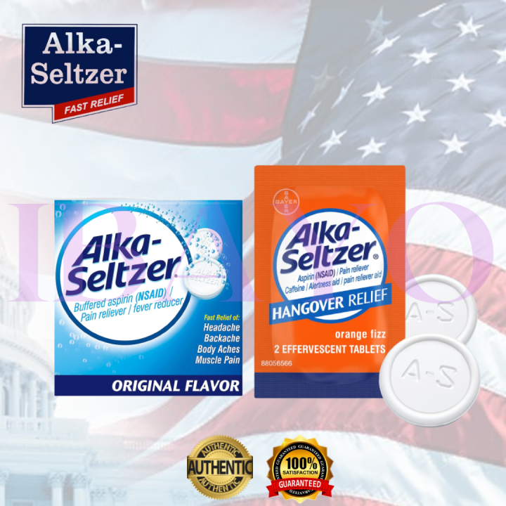 ALKA-SELTZER HANG OVER RELIEF 2 PER PACK Effervescent Formulated Fast ...