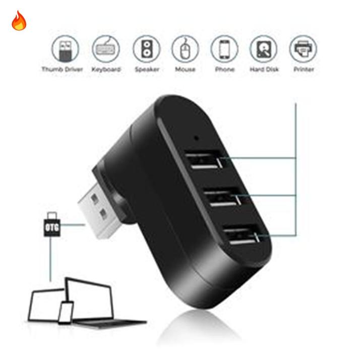 Compact 3-Port USB 2.0 Rotary Hub｜360° Adjustable Multi-Port Expander ...