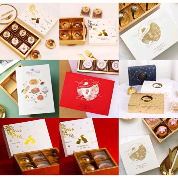5 Sets Mooncake Box 4/6 Cavity Rabbit Pastry Cookies Box Christmas ...