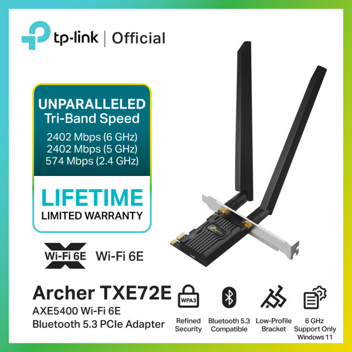 TP-Link Archer TXE72E AXE5400 Wi-Fi 6E Bluetooth 5.3 PCIe Adapter ความเร็ว WiFi 6E สูงสุด 2402 ...