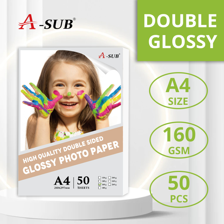 【Double Glossy 160gsm】A-SUB Double-Sided Fast-Dry Glossy Photo Paper ...