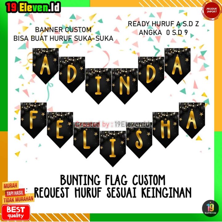 Banner Bunting Flag Custom Nama/Buntibg Flag Ulang Tahun Dll | Lazada ...