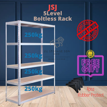JSJ (Beige) 5Levels [Heavy Duty Rack] 1500kg Rak Besi Serbaguna / Rack ...