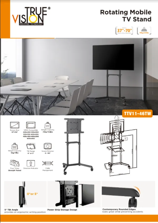 True Vision Rotating Mobile TV Stand for 37”-70” TTV11-46TW | Lazada PH