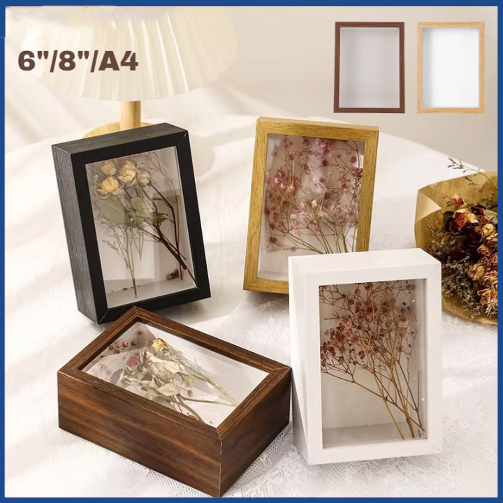 Wooden Transparent Flower Frame DIY 3D Dried Flower Photo Frame 4cm ...
