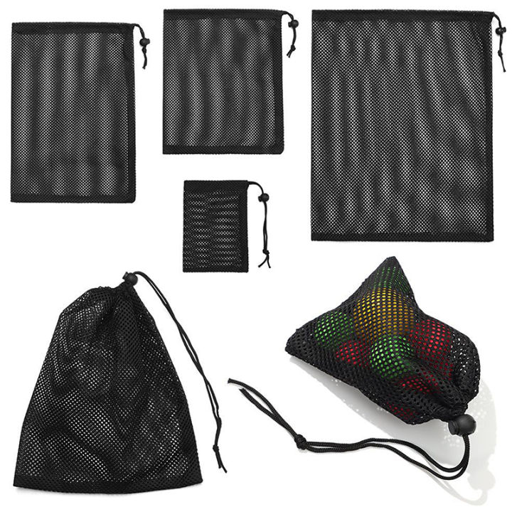 null Black White Durable Mesh Drawstring Bag Storage Pouch Multi ...